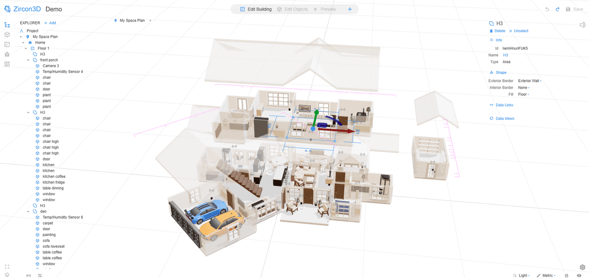 Zircon3D - 3D Floor Plan Visualization for Smart Buildings & IoT