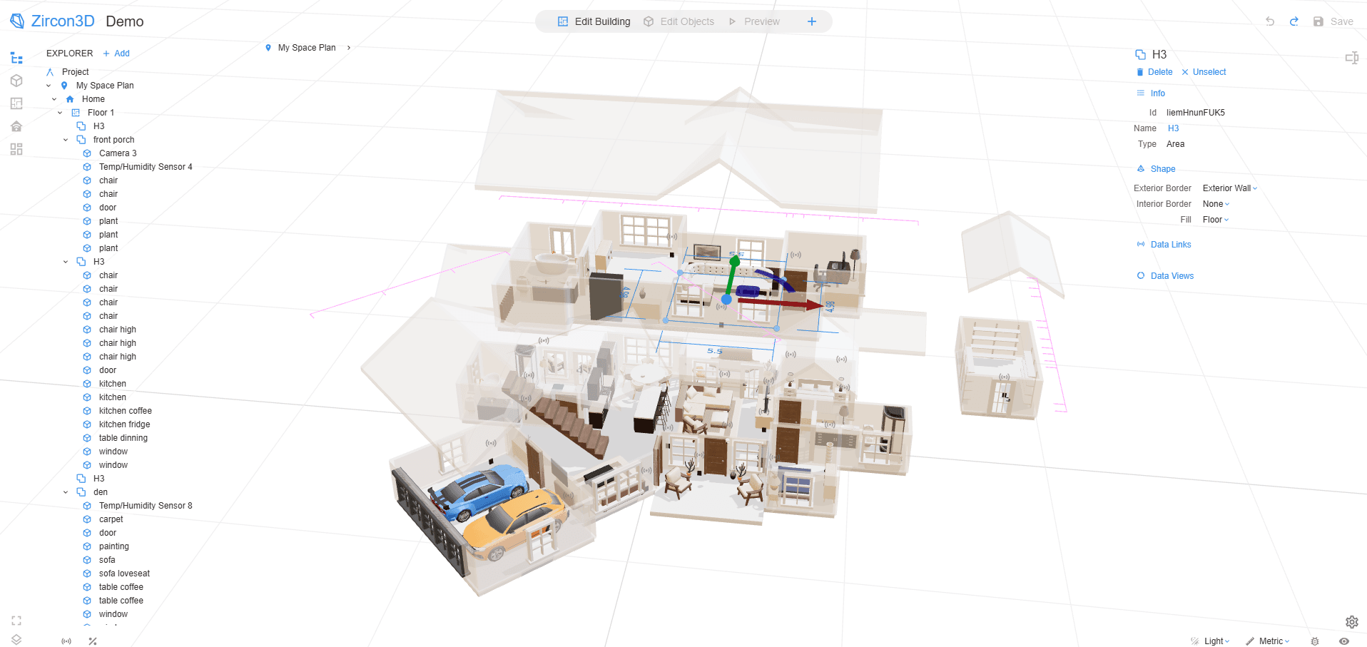 Zircon3D - 3D Floor Plan Visualization for Smart Buildings & IoT